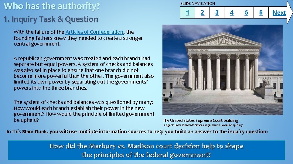 Who has the authority 1 Inquiry Task Question