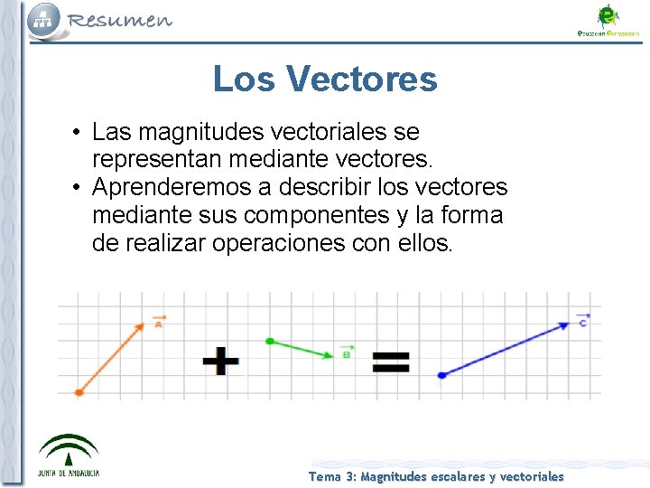 Tema 3 Magnitudes escalares y vectoriales Trabajando con