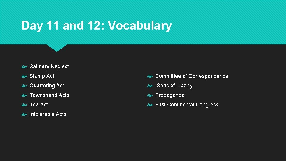 Day 11 and 12 Vocabulary Salutary Neglect Stamp