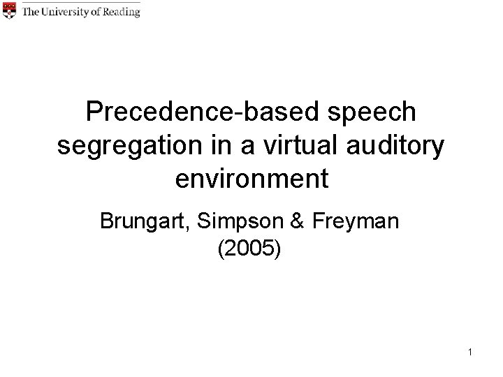 Precedencebased speech segregation in a virtual auditory environment