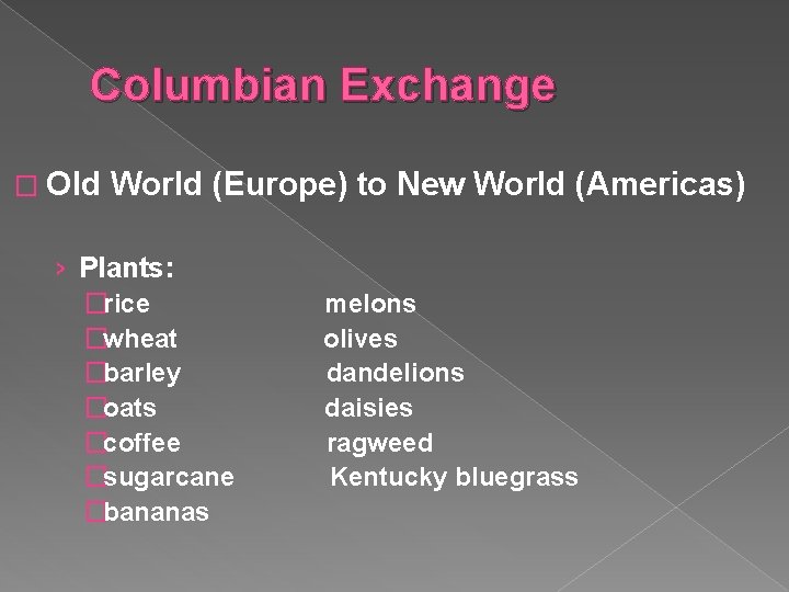 Trade in the New World Mrs Benda World