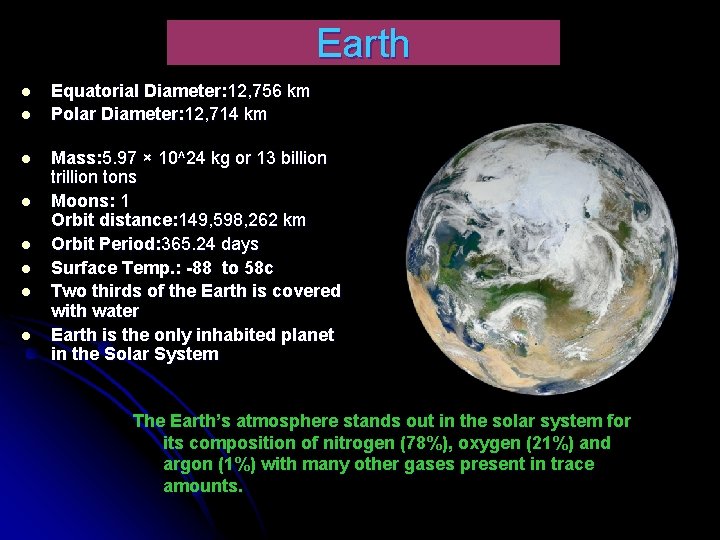 The Solar System By Bobby Our part of