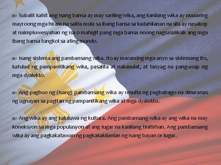 Ang Wikang Pambansa Gawa ng pangkat BIHIS Isabella