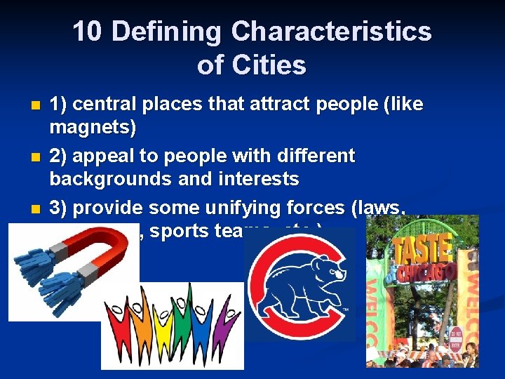Definitions and building blocks of cities Chicago History
