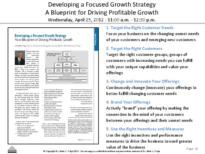Developing a Focused Growth Strategy A Blueprint for