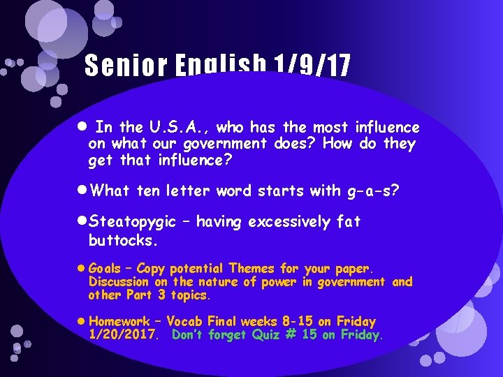 Senior English 1917 In the U S A