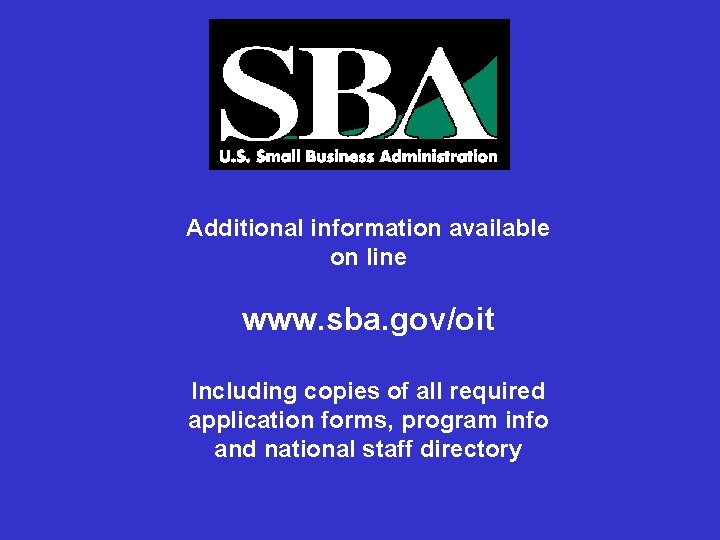 U S Small Business Administration International Trade Finance
