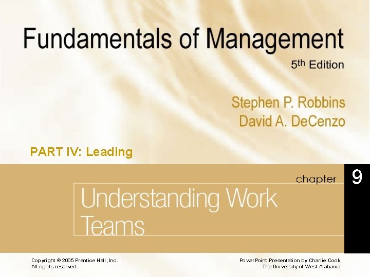 PART IV Leading 9 Chapter 9 Understanding Work