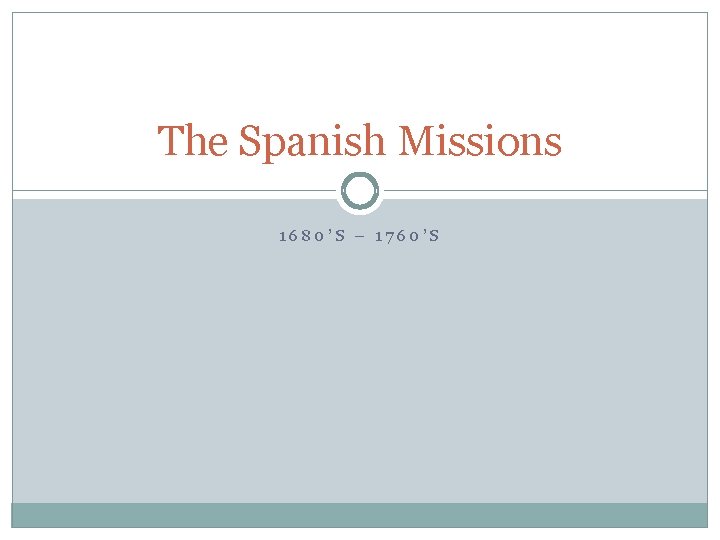 The Spanish Missions 1680S 1760S Mission Religious communities
