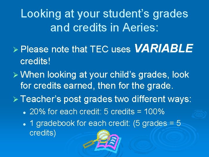 Travis Education Center Home 2 School Aeries Gradebook