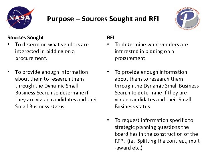 Sources Sought and RFI Benchmarking with Small Business