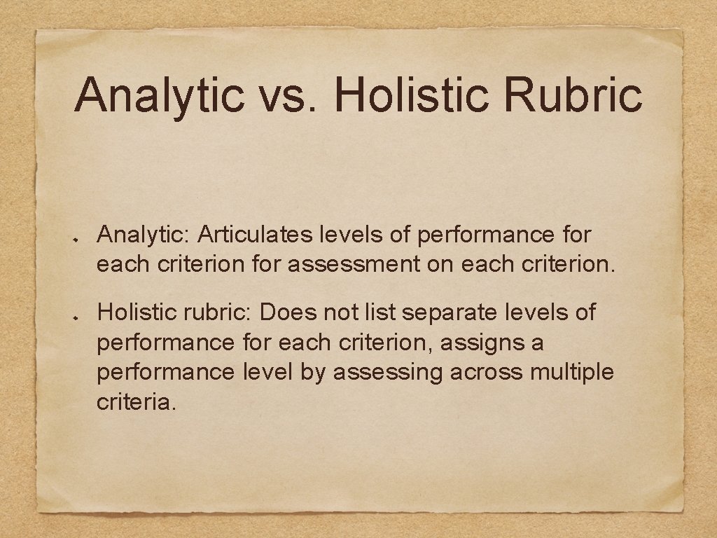 Defining the Goals Developing Rubrics that Support Student