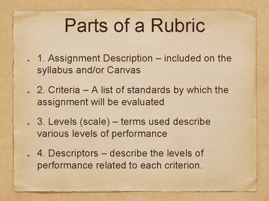 Defining the Goals Developing Rubrics that Support Student