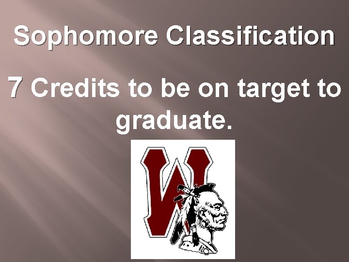 Sophomore Classification 7 Credits to be on target