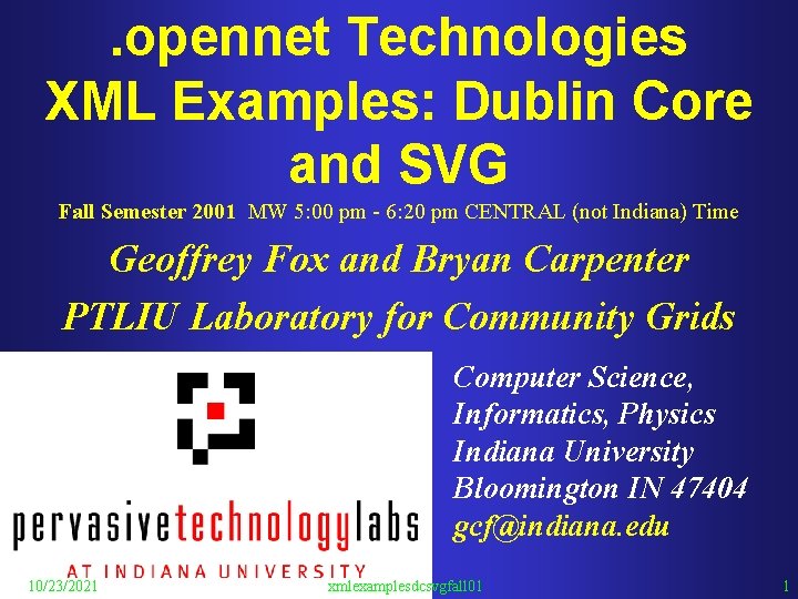 opennet Technologies XML Examples Dublin Core and SVG