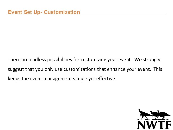 NWTF EVENT MANAGEMENT SYSTEM Banquet Set Up Table