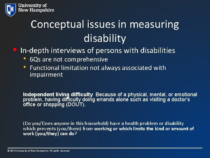 Issues in Disability Measurement A Comparison of Survey