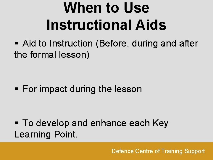 Defence Centre of Training Support Instructional Aids Defence