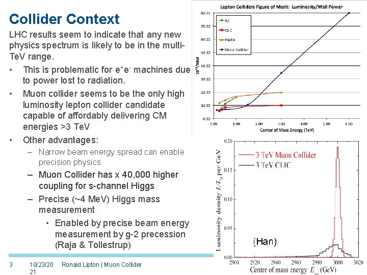 Muon Collider History and Status Ronald Lipton Most