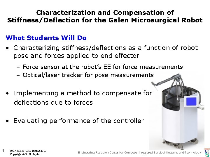 Characterization and Compensation of StiffnessDeflection for the Galen