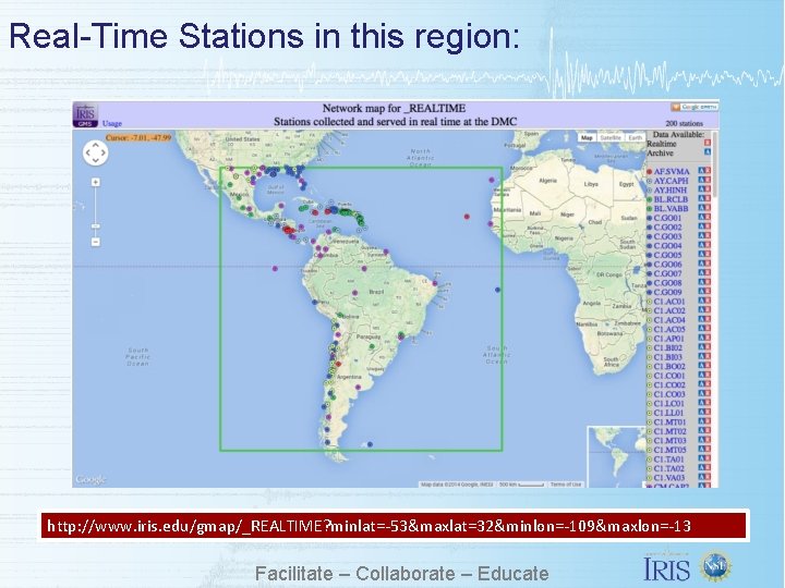 Streaming data at the IRIS DMC Collecting consolidating