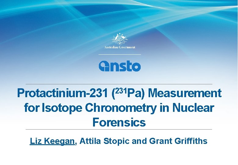Protactinium231 231 Pa Measurement for Isotope Chronometry in