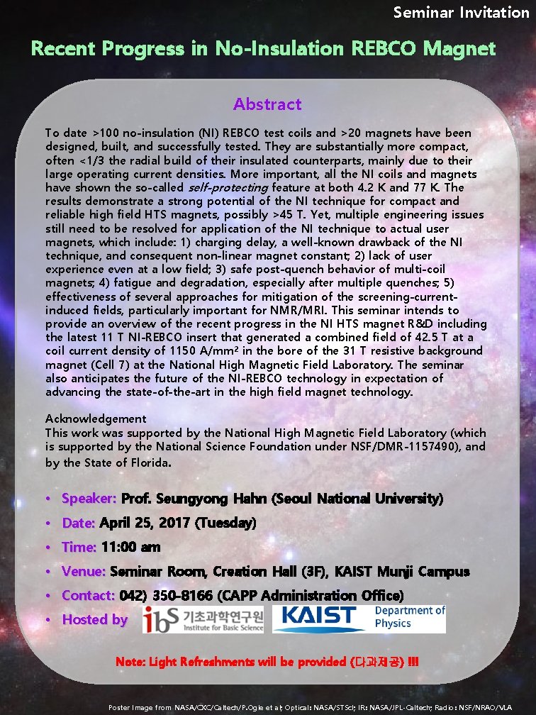 Seminar Invitation Recent Progress in NoInsulation REBCO Magnet