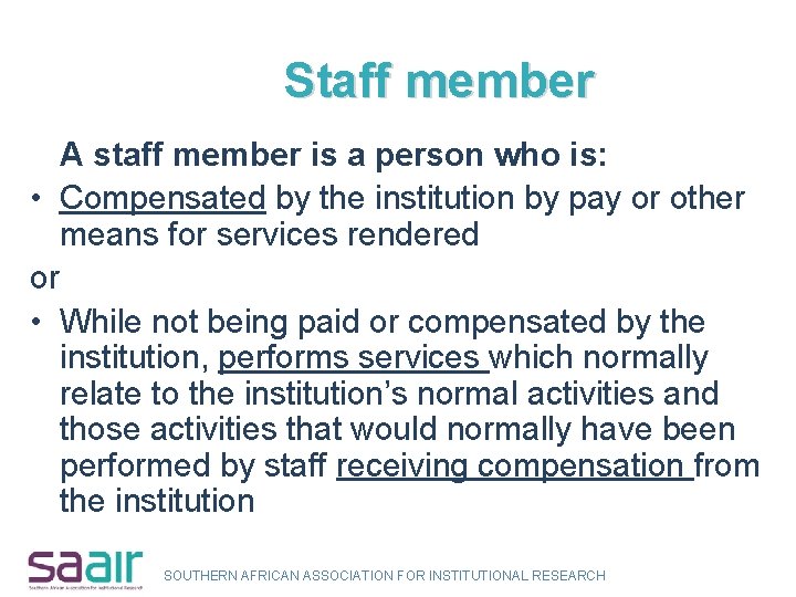 Foundations of HEMIS 2018 Staff reporting Key concepts