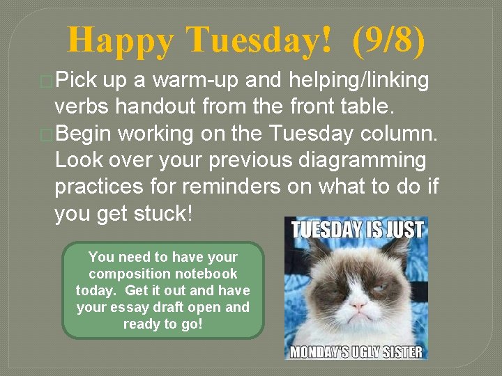 Happy Tuesday 98 Pick up a warmup and