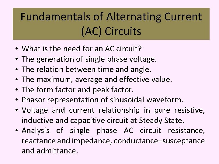 Fundamentals of Alternating Current AC Circuits What is