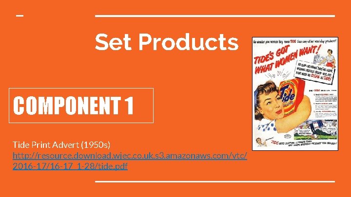 Set Products COMPONENT 1 Tide Print Advert 1950