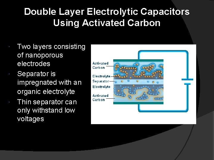 Double Layer Electrolytic Capacitors Design Team 10 Technical