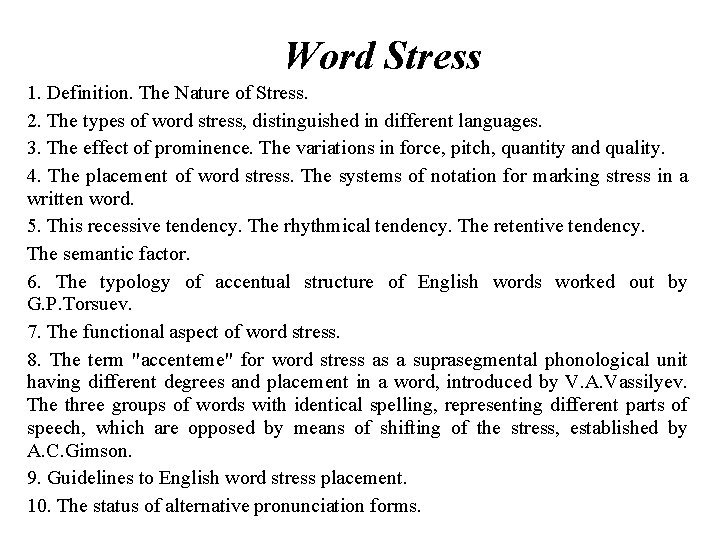 Word Stress 1 Definition The Nature of Stress