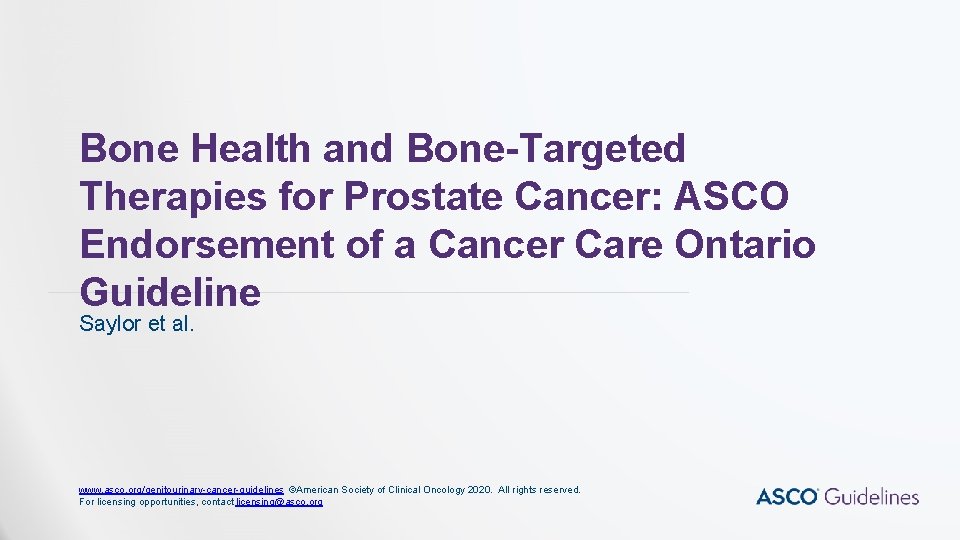Bone Health and BoneTargeted Therapies for Prostate Cancer