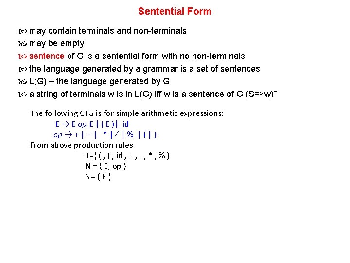 UNIT II Grammar Formalism Chomsky hierarchy of languages