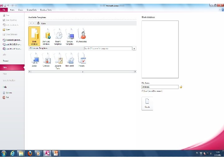 Microsoft Access Kreiranje baze podataka n n MS