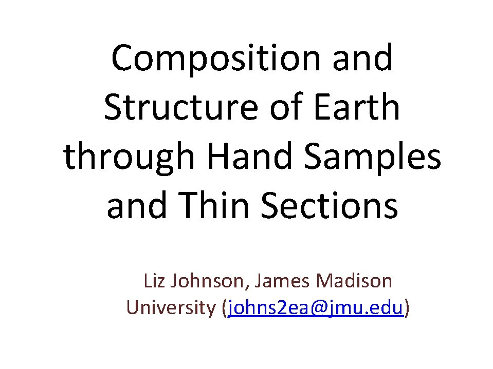 Composition and Structure of Earth through Hand Samples