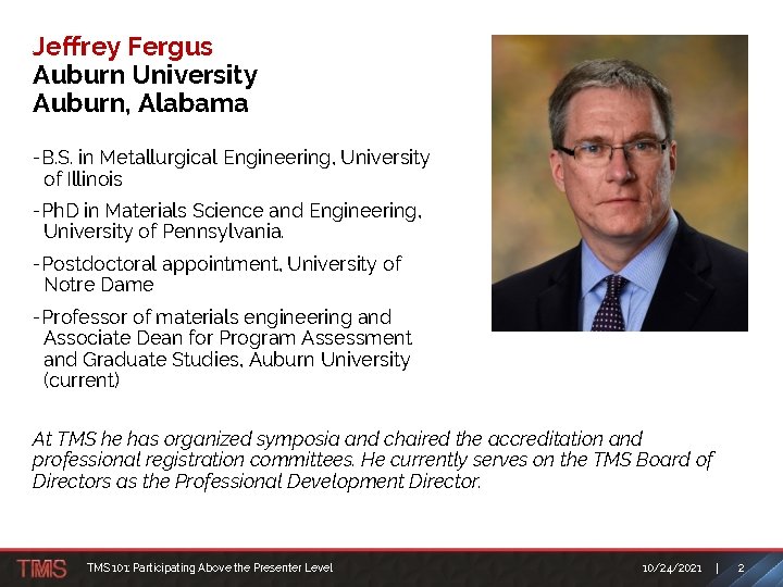 TMS 101 Participating Above the Presenter Level Jeffrey