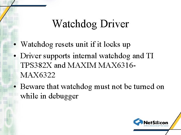 NETOS 6 BSP How and why it was