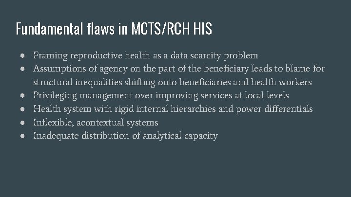 Framing Reproductive Health as a Data Problem Unpacking