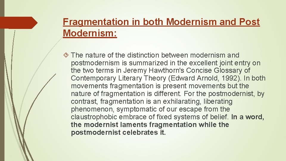 POST MODERNISM M S PARAODY FRAGMENTION Blurring Boundaries