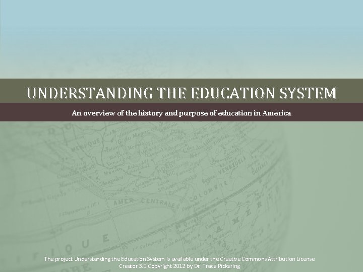 UNDERSTANDING THE EDUCATION SYSTEM An overview of the
