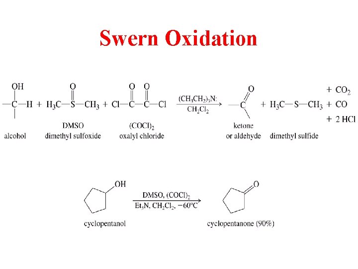 Reactions of Alcohols Oxidation RX Ether and Ester
