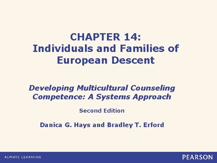 CHAPTER 14 Individuals and Families of European Descent