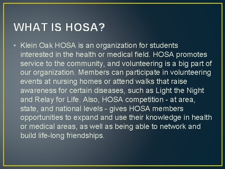 WELCOME BACK September 1 2016 2016 2017 HOSA