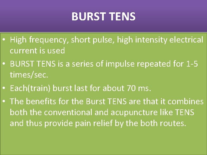 TENS TRANSCUTANEOUS ELECTRICAL NERVE STIMULATION Transcutaneous ...