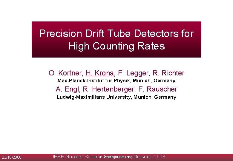 Precision Drift Tube Detectors for High Counting Rates
