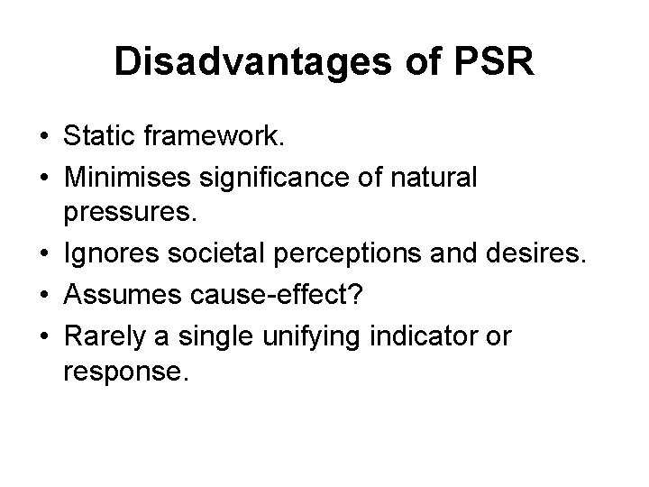 Sustainable resource management A PressureStateResponse framework for ...