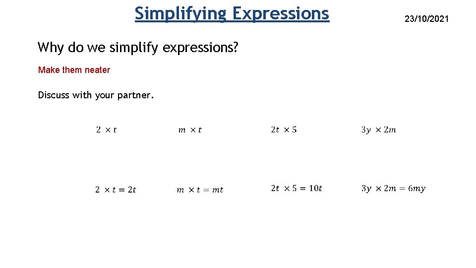 Starter Simplifying Expressions Find two numbers whose 1