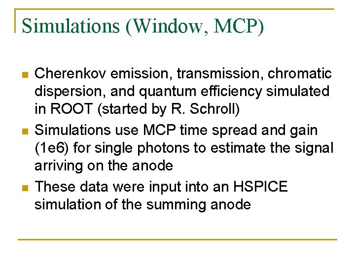 The UC Simulation of Picosecond Detectors PicoSec Timing